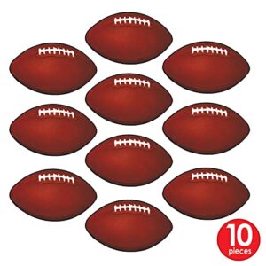 Beistle 10 Piece Miniature Paper Football Cut Outs Game Day Party Decorations, Brown/White/Black, 4"