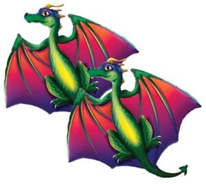 set of 2 mythical dragon jumbo 45″ foil party balloons