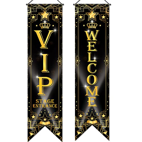 Roaring 20s Party Decorations New Year Porch New Year Banner VIP Sign Movie Night Party Decorations Movie Theater Banner Now Showing Hanging Porch Sign 1920s Party Decorations Supplies