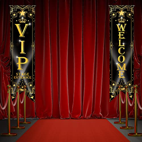 Roaring 20s Party Decorations New Year Porch New Year Banner VIP Sign Movie Night Party Decorations Movie Theater Banner Now Showing Hanging Porch Sign 1920s Party Decorations Supplies