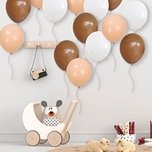 60 Pack Tan Brown Nude White Balloon Bouquet Garland for Neutral Baby Shower Wedding Boho Bridal Shower Woodland Bear Themed First Birthday Nursery Classroom Graduation Decoration