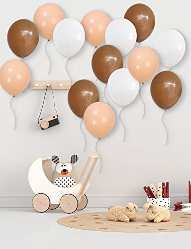 60 Pack Tan Brown Nude White Balloon Bouquet Garland for Neutral Baby Shower Wedding Boho Bridal Shower Woodland Bear Themed First Birthday Nursery Classroom Graduation Decoration