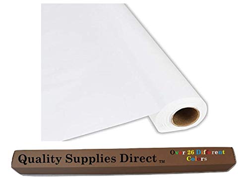 QSD Plastic Party Banquet Table Cover Roll - 300 ft. x 40 in. - 8ft Table Covers (White) (26 Colors Available) NO Folds or Creases (Super Fast Set UP) Quality Supplies Direct