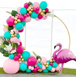 sugoiti flamingo tropical balloons garland arch kit rose red light pink cyan metallic gold 99pcs latex balloon for hawaiian luau safari jungle wild animal kids’ birthday party