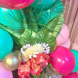 Sugoiti Flamingo Tropical Balloons Garland Arch Kit Rose Red Light Pink Cyan Metallic Gold 99PCS Latex Balloon for Hawaiian Luau Safari Jungle Wild Animal Kids' Birthday Party