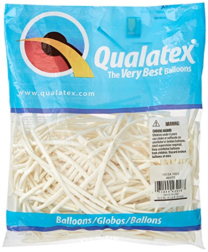 Qualatex 160Q White Balloons Tying Balloons (100ct)