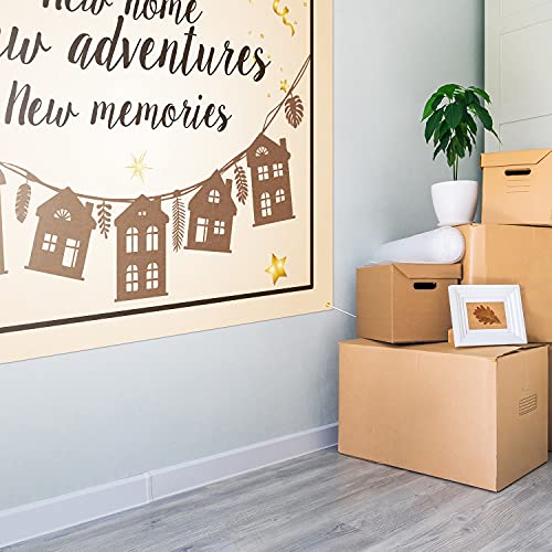 New Home New Adventures New Memories Backdrop Banner Decor Brown – Housewarming Party Theme Decorations New House for Women or Men Supplies