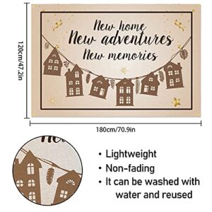 New Home New Adventures New Memories Backdrop Banner Decor Brown – Housewarming Party Theme Decorations New House for Women or Men Supplies