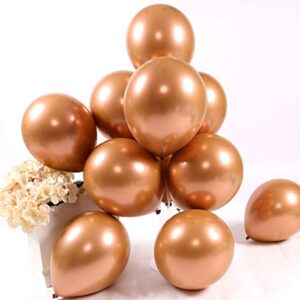 50pcs 10inch metallic chrome copper balloons decorations for engagement wedding and anniversary celebrations retirement party thanksgiving easter and christmas festival party supplies (copper, 10inch)