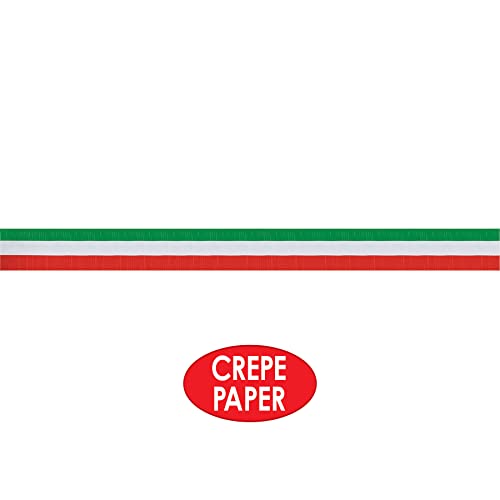 Beistle , 4 Piece Crepe Streamers, 2.5" x 30' (Red/White/Green)