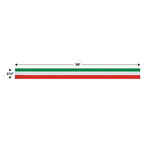 Beistle , 4 Piece Crepe Streamers, 2.5" x 30' (Red/White/Green)