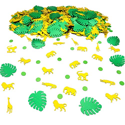 1500PCS Jungle Animal Confetti Safari Theme Table Confetti | Zoo Animal Shape Confetti for Wild One Baby Shower Birthday Party Supplies and Decorations