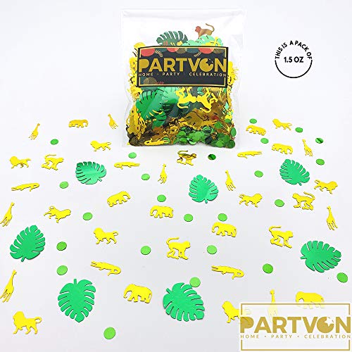 1500PCS Jungle Animal Confetti Safari Theme Table Confetti | Zoo Animal Shape Confetti for Wild One Baby Shower Birthday Party Supplies and Decorations