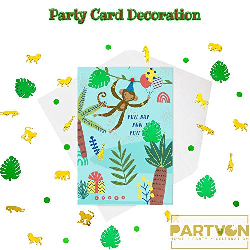 1500PCS Jungle Animal Confetti Safari Theme Table Confetti | Zoo Animal Shape Confetti for Wild One Baby Shower Birthday Party Supplies and Decorations