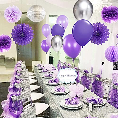 Sweet 16 Birthday Decorations Purple-Sweet 16 Purple Party 16th Birthday Banner 16th Birthday Party Supplies Purple Silver Black Foil Hanging Swirls for Girl 16th Birthday Party Decorations