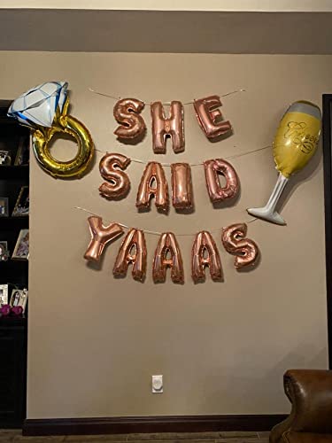 JeVenis She Said Yaaas Banner She Said Yaaas Balloons She Said Yes Balloon for Engagement Party Decor Bridal Shower Balloon Hen Party Balloon Hens Bachelorette Party Decoration