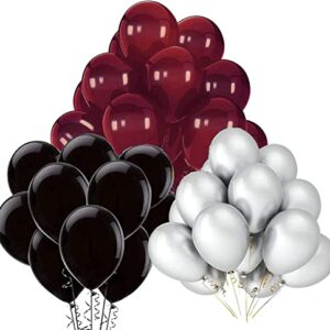 Graduation Decorations 2023 Maroon Grad Burgundy Black Balloons 30Pcs Burgundy Silver Black Balloons 2023 Burgundy Graduation Party Supplies