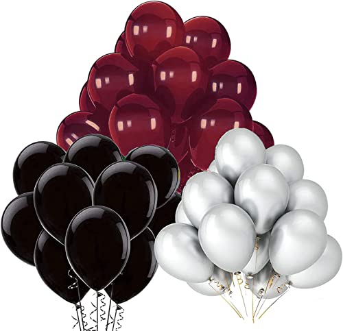 Graduation Decorations 2023 Maroon Grad Burgundy Black Balloons 30Pcs Burgundy Silver Black Balloons 2023 Burgundy Graduation Party Supplies