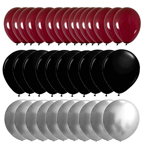 Graduation Decorations 2023 Maroon Grad Burgundy Black Balloons 30Pcs Burgundy Silver Black Balloons 2023 Burgundy Graduation Party Supplies