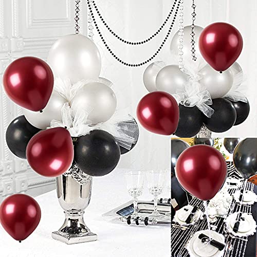 Graduation Decorations 2023 Maroon Grad Burgundy Black Balloons 30Pcs Burgundy Silver Black Balloons 2023 Burgundy Graduation Party Supplies