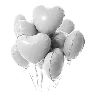 18 inch white heart balloons foil balloons mylar balloons for party decoration, pack of 20