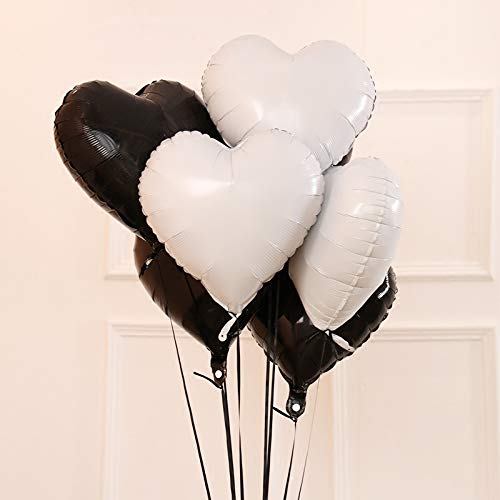 18 Inch White Heart Balloons Foil Balloons Mylar Balloons for Party Decoration, Pack of 20