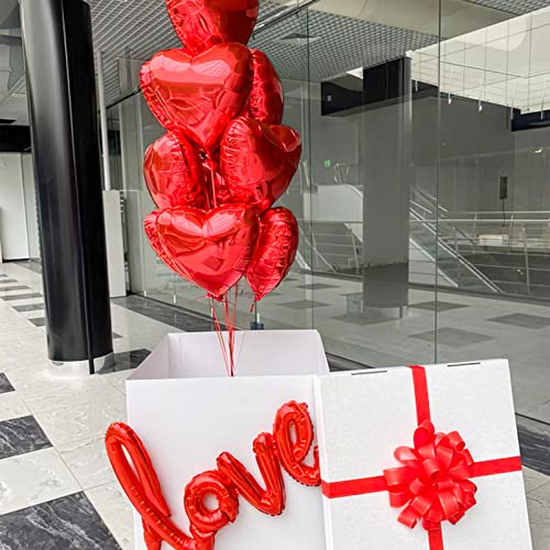 Valentines Balloons, 40 Inch Red Love 18 Inch Red Heart Foil Balloons with 1000pcs Silk Rose Petals for Valentine's Day Anniversary Wedding Engagement Party Supplies