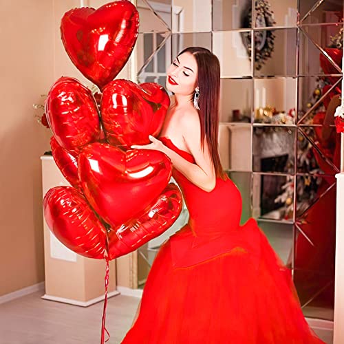 Valentines Balloons, 40 Inch Red Love 18 Inch Red Heart Foil Balloons with 1000pcs Silk Rose Petals for Valentine's Day Anniversary Wedding Engagement Party Supplies