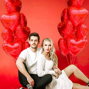 Valentines Balloons, 40 Inch Red Love 18 Inch Red Heart Foil Balloons with 1000pcs Silk Rose Petals for Valentine's Day Anniversary Wedding Engagement Party Supplies