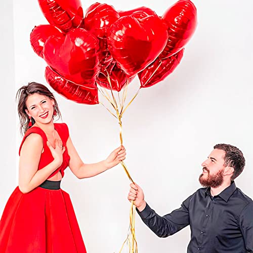 Valentines Balloons, 40 Inch Red Love 18 Inch Red Heart Foil Balloons with 1000pcs Silk Rose Petals for Valentine's Day Anniversary Wedding Engagement Party Supplies