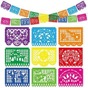 cholic mexican papel picado banner, fiesta banner, 18 feet long plastic fiesta banners for mexican party decorations fiesta party decorations