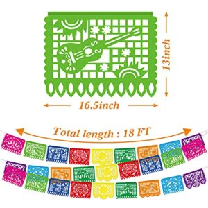 CHolic Mexican Papel Picado Banner, Fiesta Banner, 18 Feet Long Plastic Fiesta Banners for Mexican Party Decorations Fiesta Party Decorations