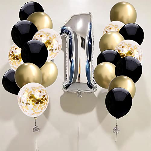 Black and Gold Confetti Balloons, 50pcs 12 Inches Metallic Chrome Gold and Gold Confetti Balloons for Girls Kids Birthday, Baby Shower, Wedding Party Decorations