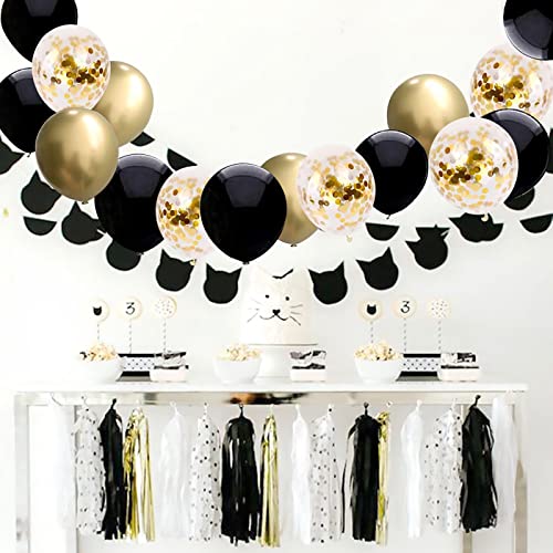 Black and Gold Confetti Balloons, 50pcs 12 Inches Metallic Chrome Gold and Gold Confetti Balloons for Girls Kids Birthday, Baby Shower, Wedding Party Decorations