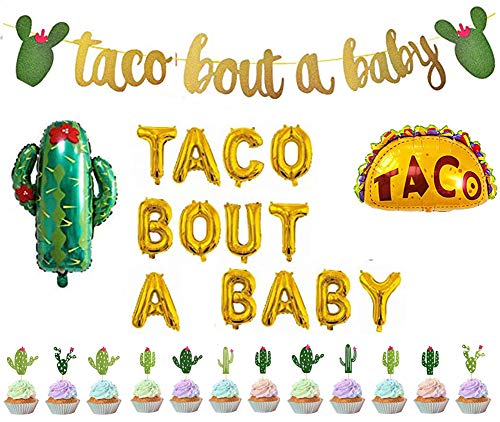 28pcs Taco Bout A Baby Foil Balloons,Fiesta Theme Party Decorations,Baby Shower,Pregnancy Announcement Balloons,Birthday Party Decorations,Theme Gender Reveal Party