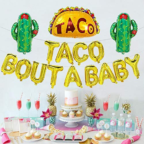 28pcs Taco Bout A Baby Foil Balloons,Fiesta Theme Party Decorations,Baby Shower,Pregnancy Announcement Balloons,Birthday Party Decorations,Theme Gender Reveal Party