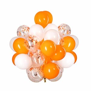 orange and white confetti balloons 12 inch,orange and white confetti party balloons,60 pcs