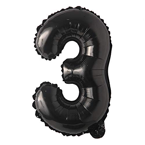 Black 28 inch Letter Balloons Alphabet Number Balloons Foil Mylar Party Wedding Bachelorette Birthday Bridal Baby Shower Graduation Anniversary Celebration Decoration (Can not Float) (28 inch Black 3)