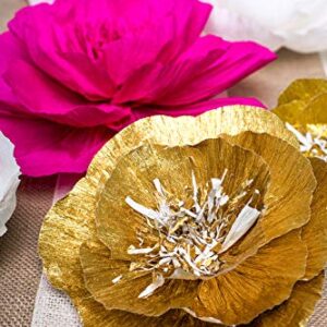 Letjolt Paper Flowers Decorations for Wall Fall Flower Decor 1st Birthday Backdrop Wedding Flower Birthday Baby Shower Nursery Wall(Rose Pink White Golden Set 6)