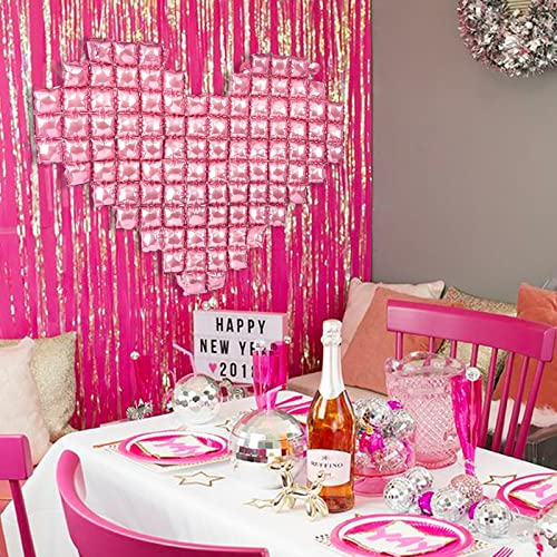 PartyWoo Pink Heart Balloons, 2 pcs 55 Inch Large Heart Balloons, Giant Foil Balloons, Large Mylar Balloons, Heart Balloons for Birthday Decorations, Wedding Decorations, Bridal Shower Decorations