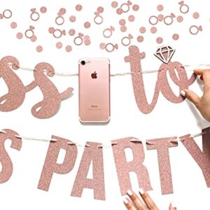 Miss to Mrs, Let's Party Bitches Banner Set. Bachelorette, Engagement or Wedding Party Decorations. 2 Sparkly Banners with Super Fun Diamond Ring and Circle Confetti (Rose Gold)