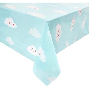 blue panda cloud party table covers for kids birthday (54 x 108 in, 3 pack)