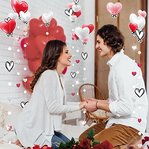 7 pcs Love Heart Garlands for Valentine’s Day Decorations Hanging Red White Pink Heart Streamer Banner Backdrop for Anniversary Wedding Bridal Baby Shower Happy Mother’s Day Party Supplies