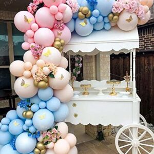 DUILE Gender Reveal Balloon Arch Garland Kit Gender Reveal Party Supplies Balloons Blue And Pink Balloons Rose Balloons With Butterfly For Gender Reveal Birthday Party Baby Shower Party Decorations