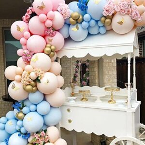 DUILE Gender Reveal Balloon Arch Garland Kit Gender Reveal Party Supplies Balloons Blue And Pink Balloons Rose Balloons With Butterfly For Gender Reveal Birthday Party Baby Shower Party Decorations