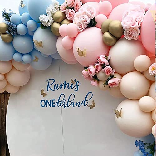 DUILE Gender Reveal Balloon Arch Garland Kit Gender Reveal Party Supplies Balloons Blue And Pink Balloons Rose Balloons With Butterfly For Gender Reveal Birthday Party Baby Shower Party Decorations