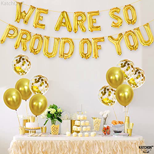 We Are So Proud of You Balloons - 16 Inch | Gold We Are So Proud of You Banner with Confetti Balloons | Gold Graduation Party Decorations 2023 | Graduation Balloons, College Graduation Decorations