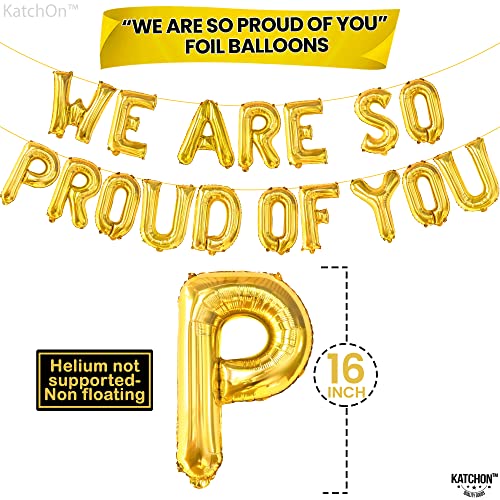 We Are So Proud of You Balloons - 16 Inch | Gold We Are So Proud of You Banner with Confetti Balloons | Gold Graduation Party Decorations 2023 | Graduation Balloons, College Graduation Decorations