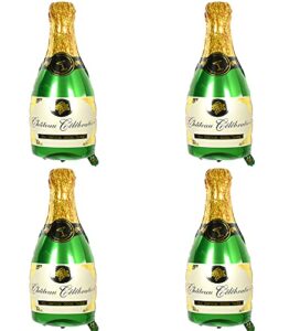 4 pcs aluminum foil green champagne balloon bottle mylar film balloon for birthday engagement bachelorette party bridal shower wedding celebration anniversary decorations …