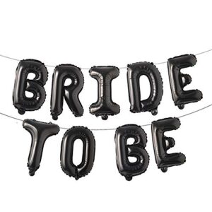 bride to be banner letters balloons pack engagement party decorations 16 inches of foil mylar supplies kit for bachelorette celebration or bridal shower (black)